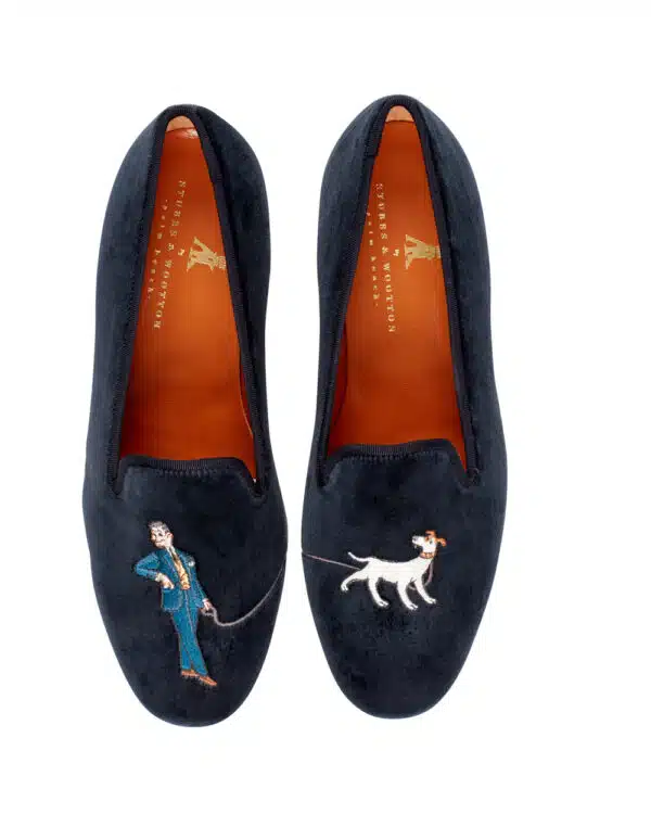AK MC & Bertie Embroidered Velvet Slipper - Alexander Kraft Monte Carlo