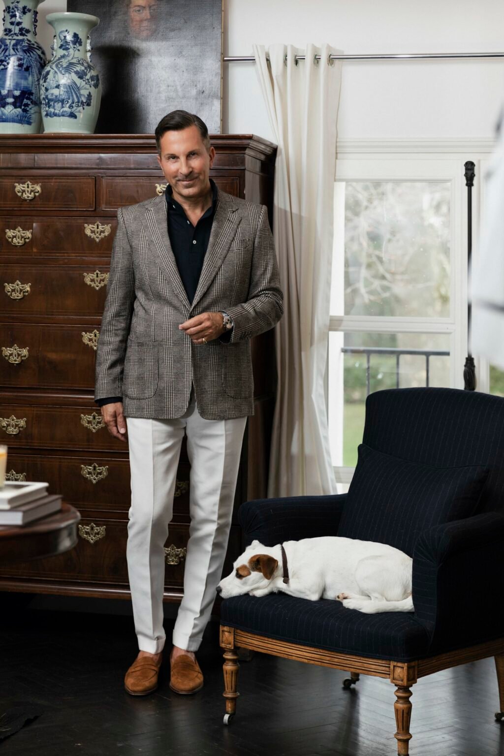 AK MC Signature barchetta jacket in grey PoW superfine wool & cotton ...